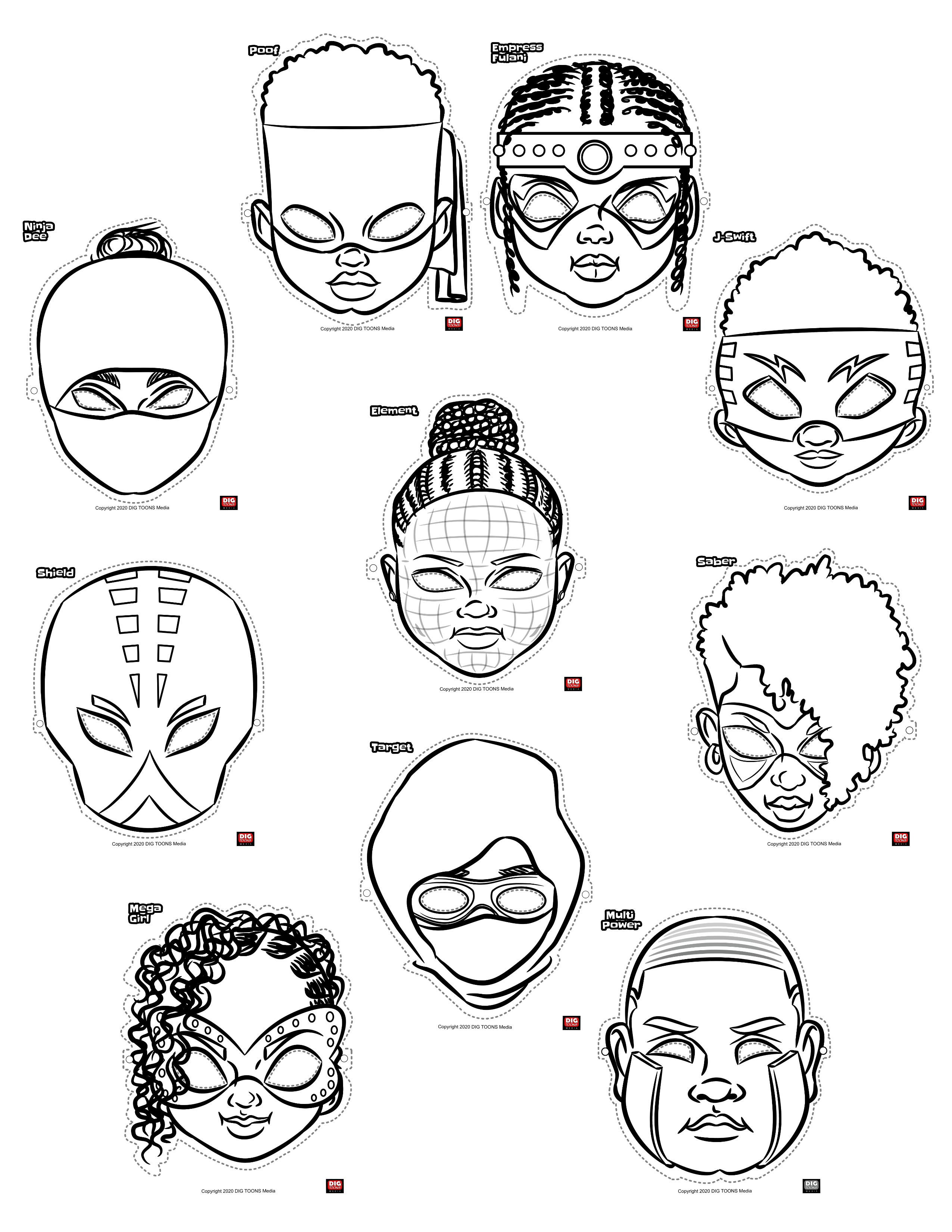 DIG TOONS MEDIA The Champions DIY Printable Mask Packet