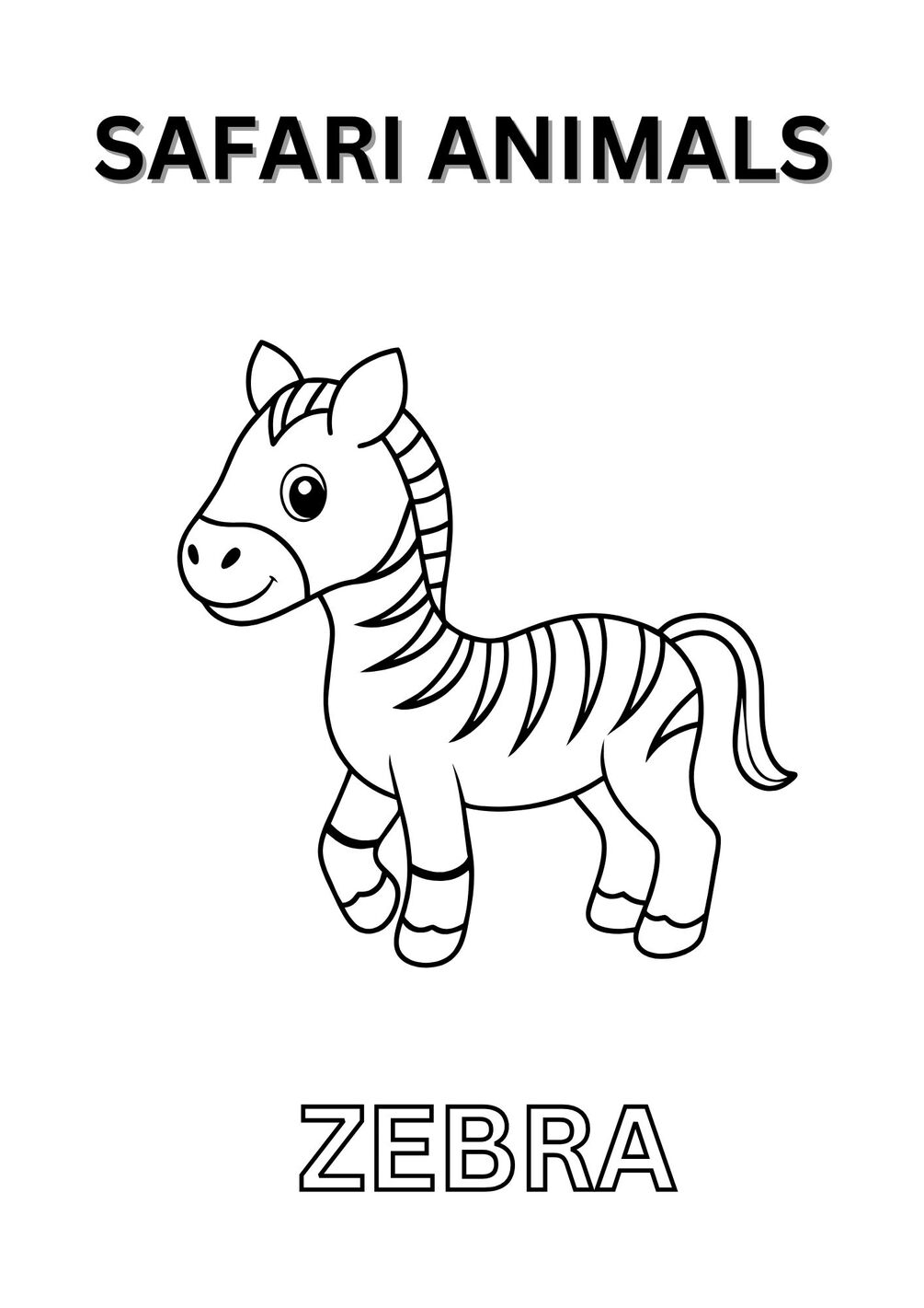 Zebra Coloring Worksheet for Kindergarten – Fun Safari Animal Activity