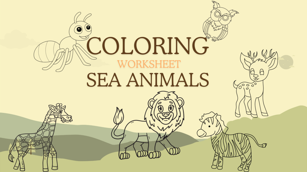 Sea Animals Coloring Worksheet for Children