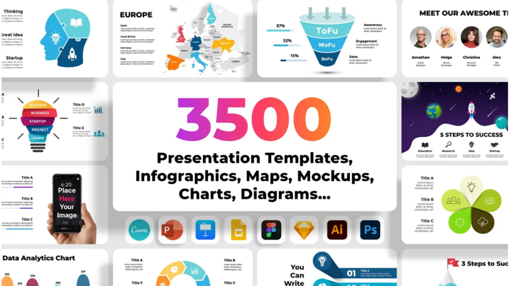 Ultimate Infographics Mega Bundle: 3500 Templates, 3500 Slides, 2000 ...