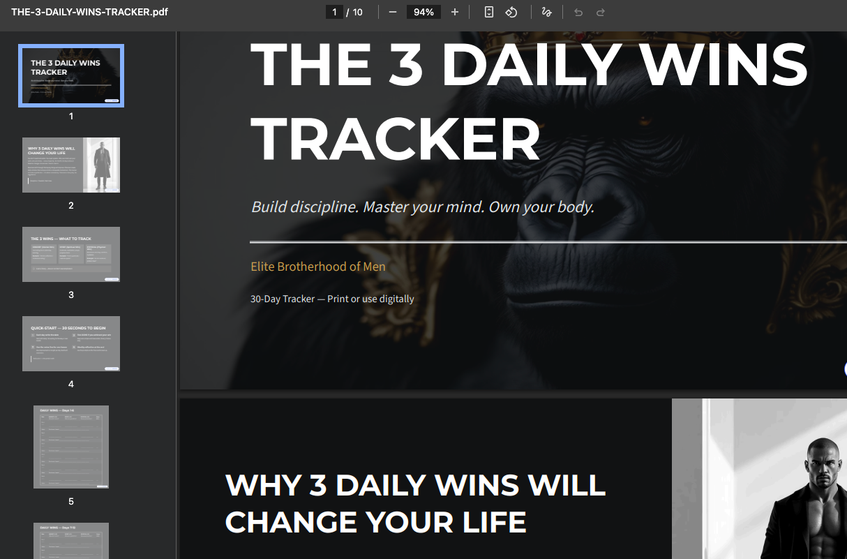 🦍 Free 3 Daily Wins Tracker (PDF)