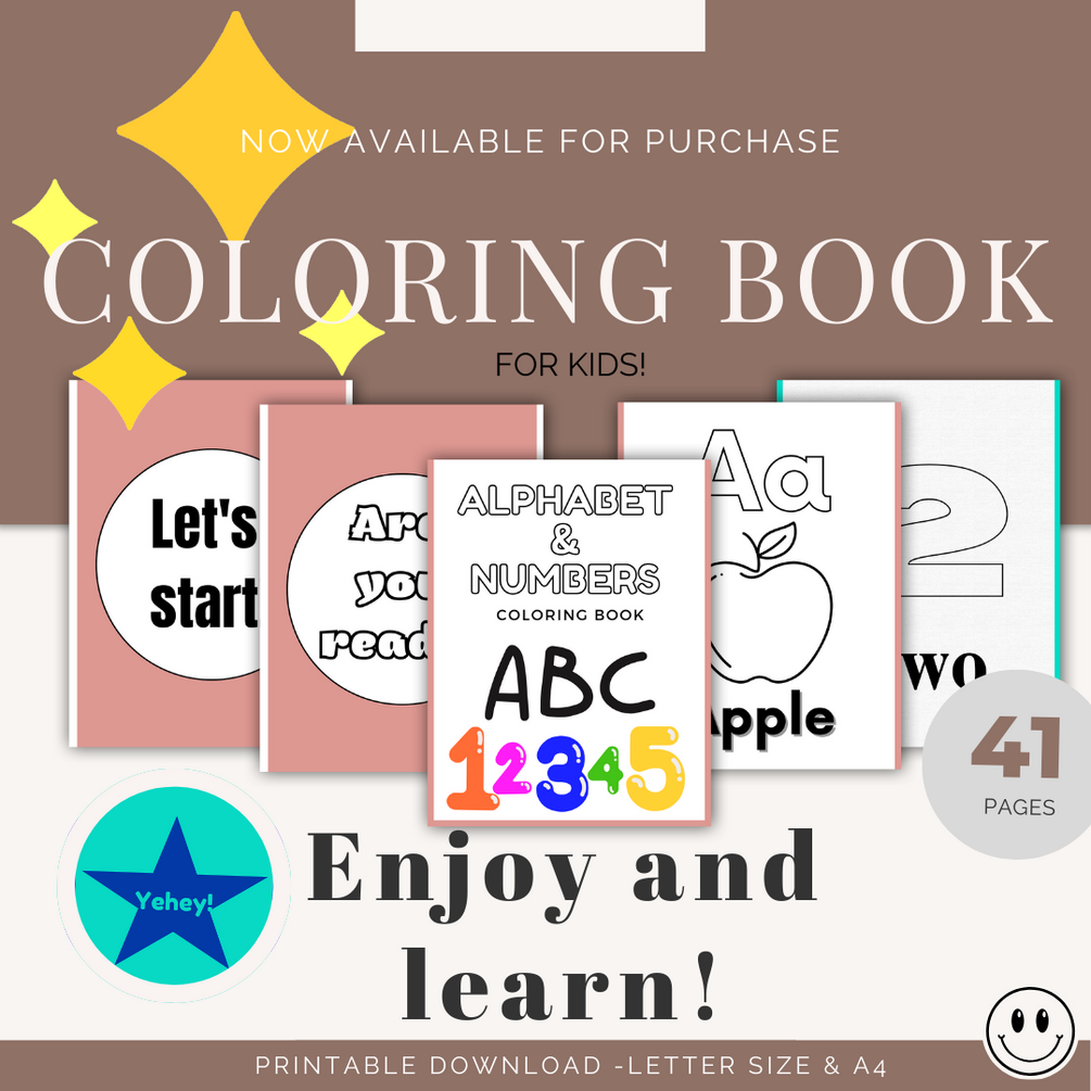 ALPHABET and NUMBERS Coloring book for kids