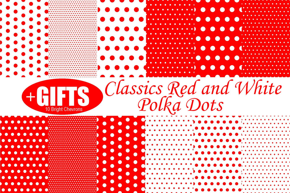 Classic Red and White Polka Dot digital paper print DIY scrapbook red ...