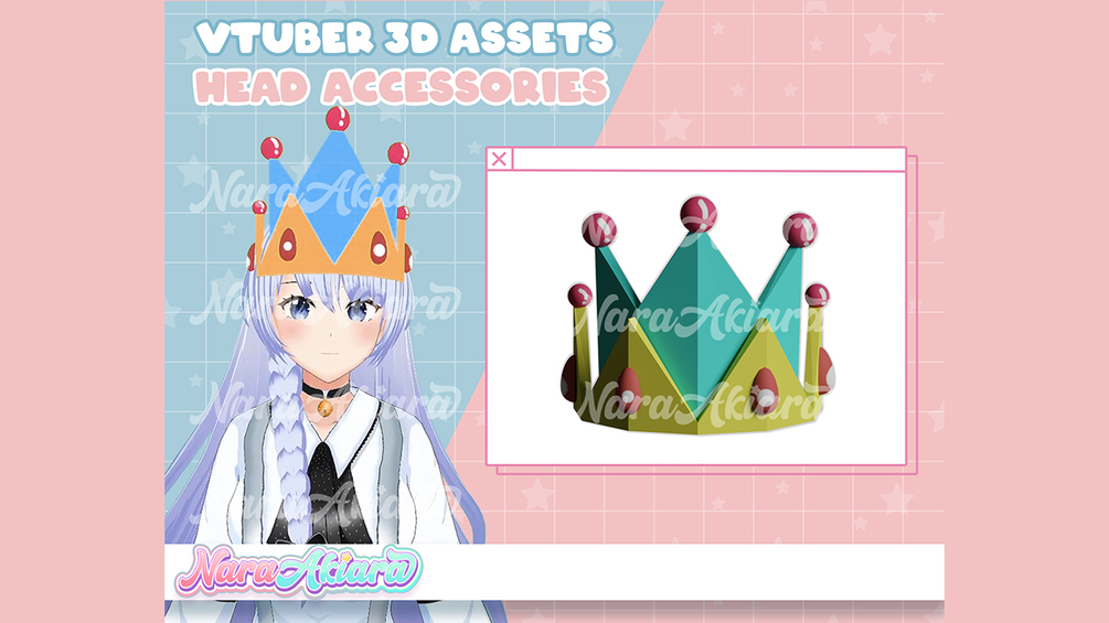 3D Vtuber Assets Head Accessories King Crown Vroid Commission, 3D ...