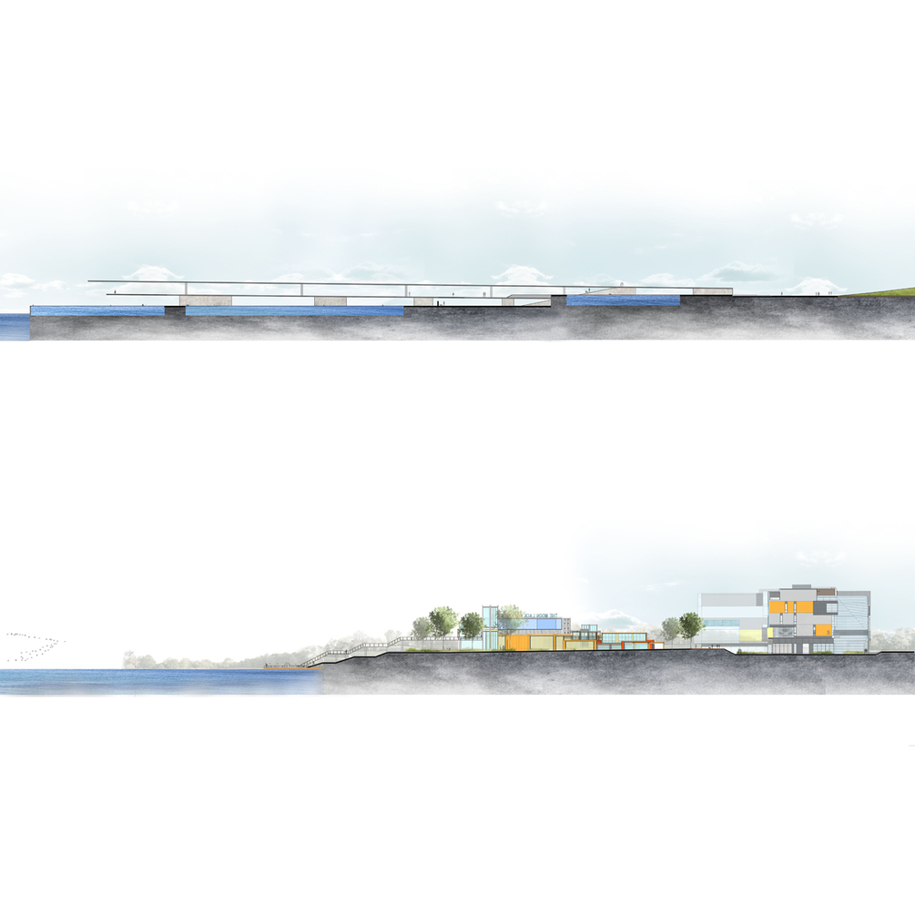 Coastal architectural and landscape design section. psd