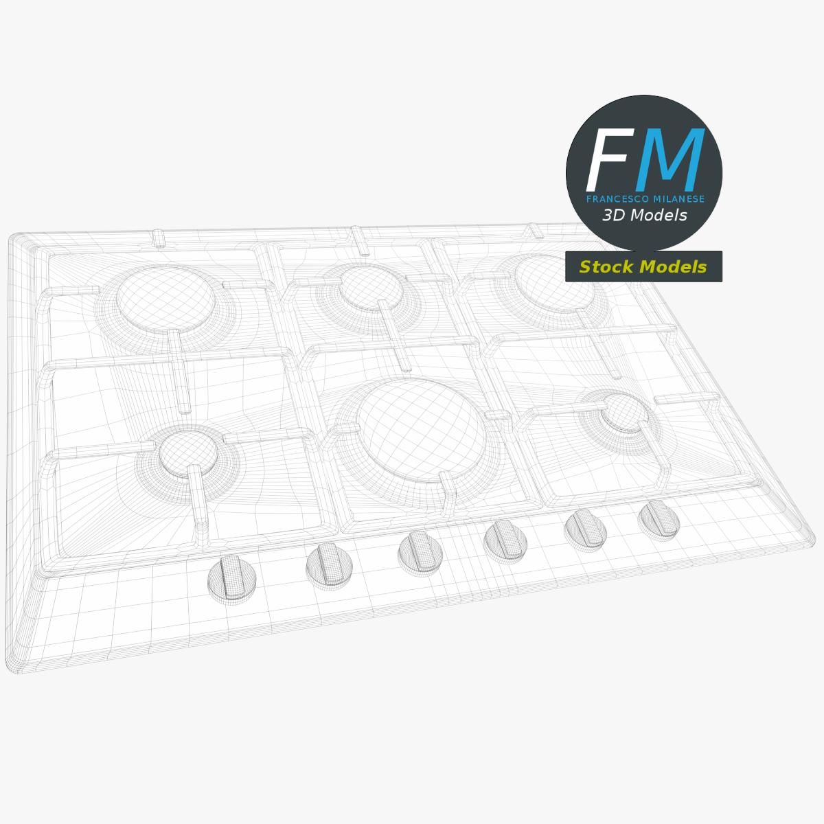 3D MODEL - 6 burners gas hob