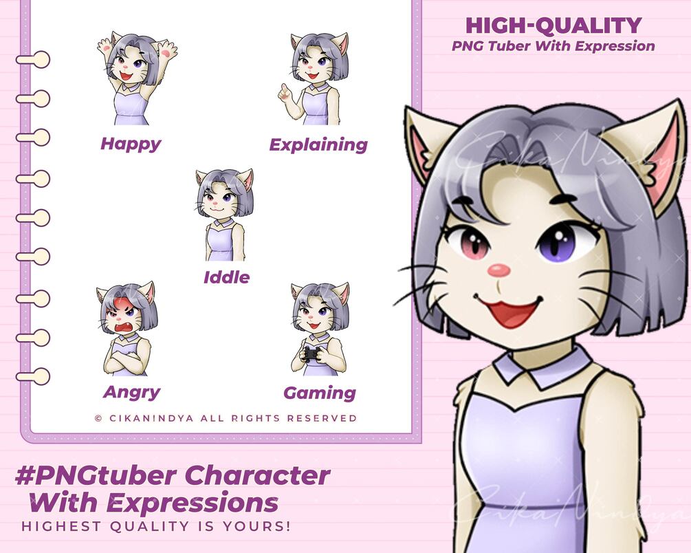 Design Your Ideal Virtual Self with PNG Tuber Short Hair Cat Girl for ...