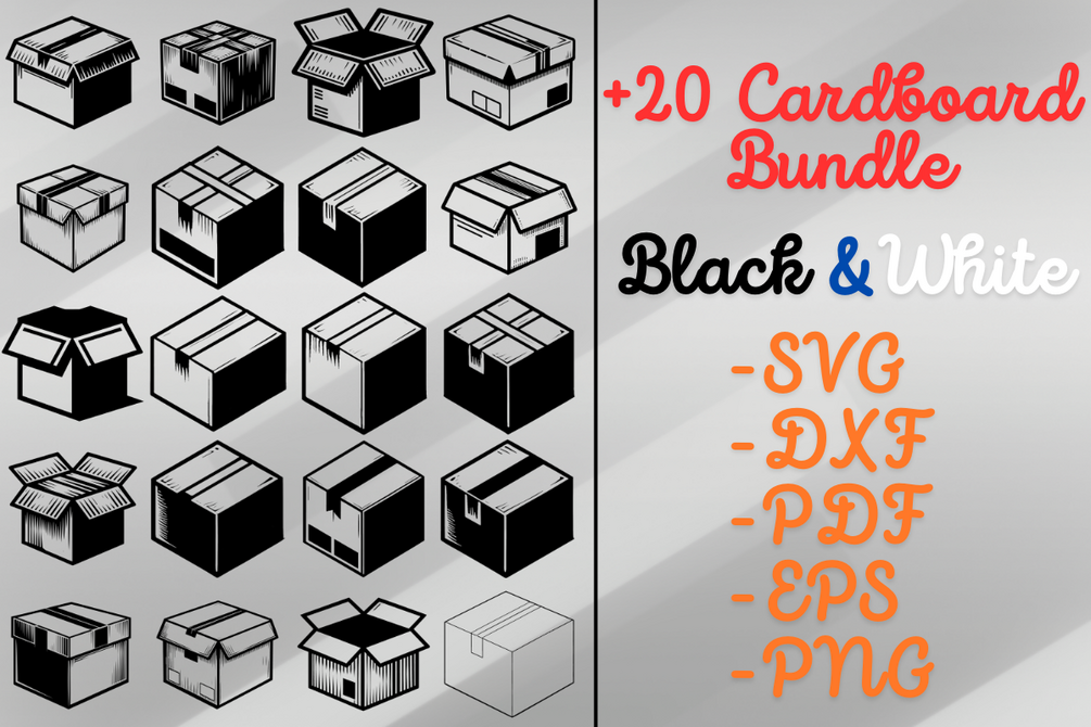 20 Cardboard Box SVG-DXF-PDF-EPS-PNG Bundle
