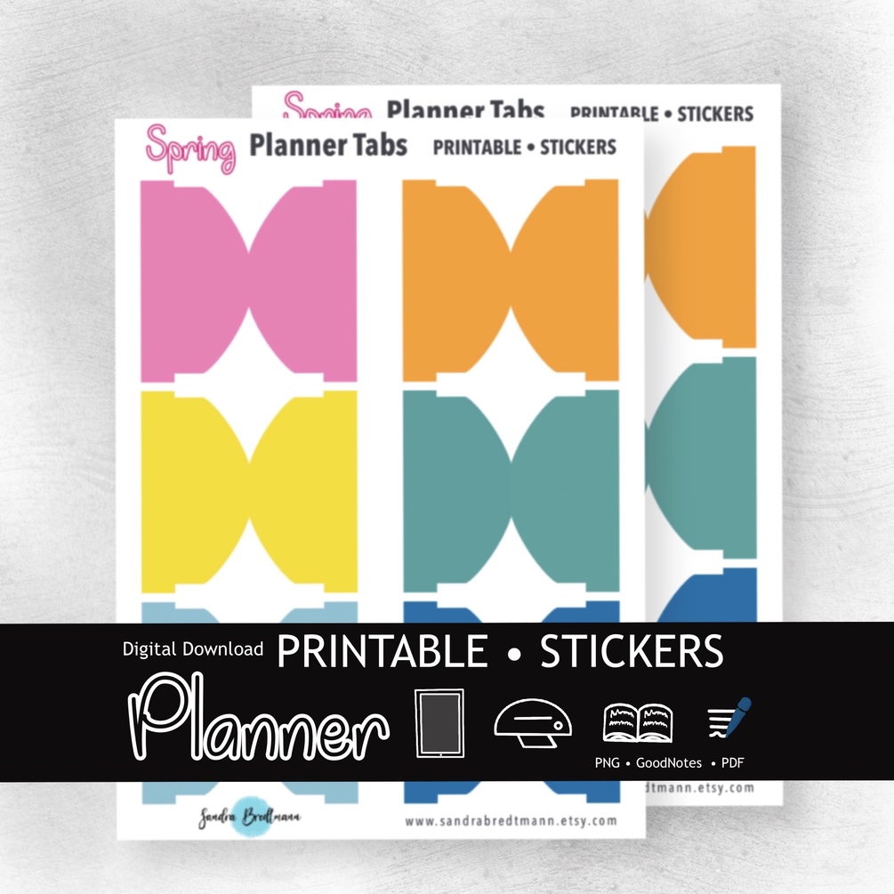 Spring Planner Tabs printable stickers