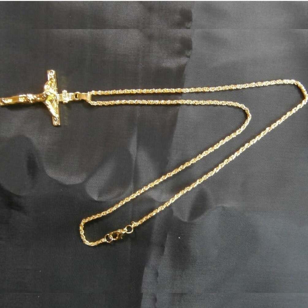 18KGP Prayer Cross 20-Inch Necklace Set