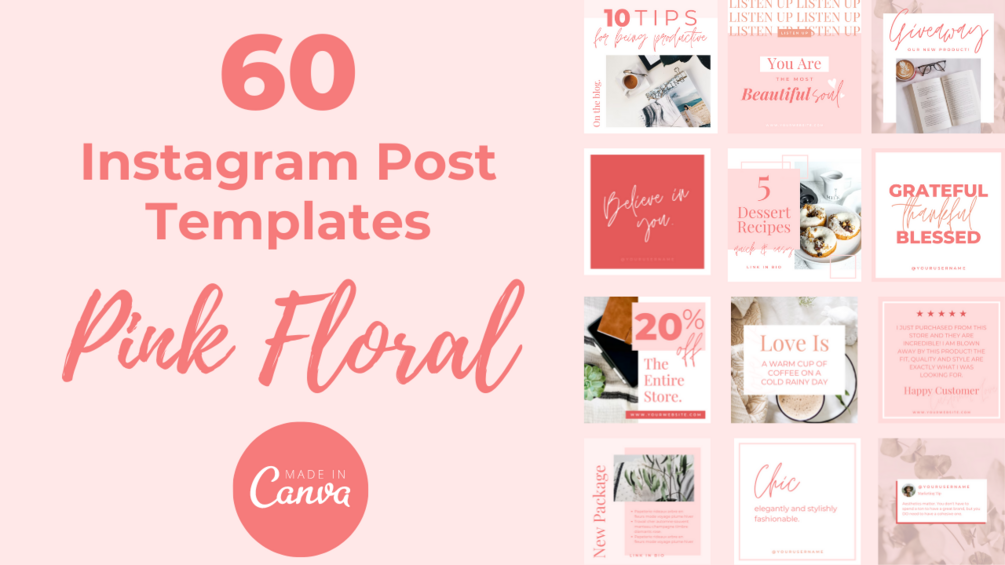 Vibrant and Trendy: 60 Pink Floral Instagram Post Templates to Boost ...