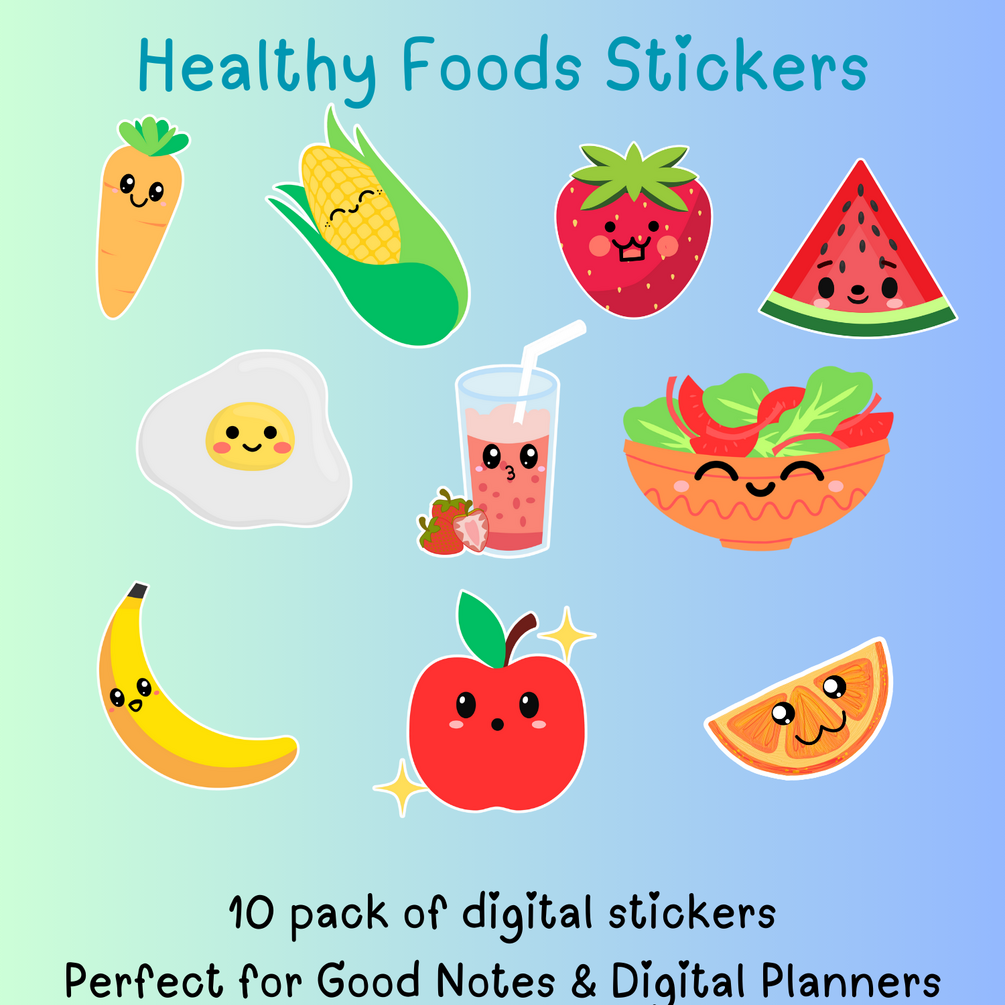 Cute Healthy Food Digital Stickers