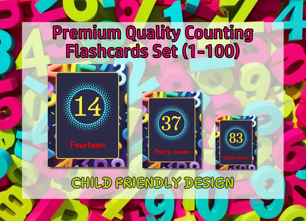 Premium Quality Counting Flashcards Set (1-100)