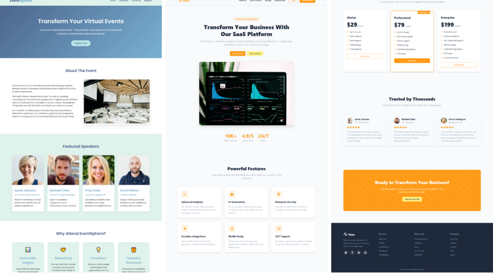Landing Page Mega Pack – Apps, SaaS, Events, Products (HTML/CSS/JS)