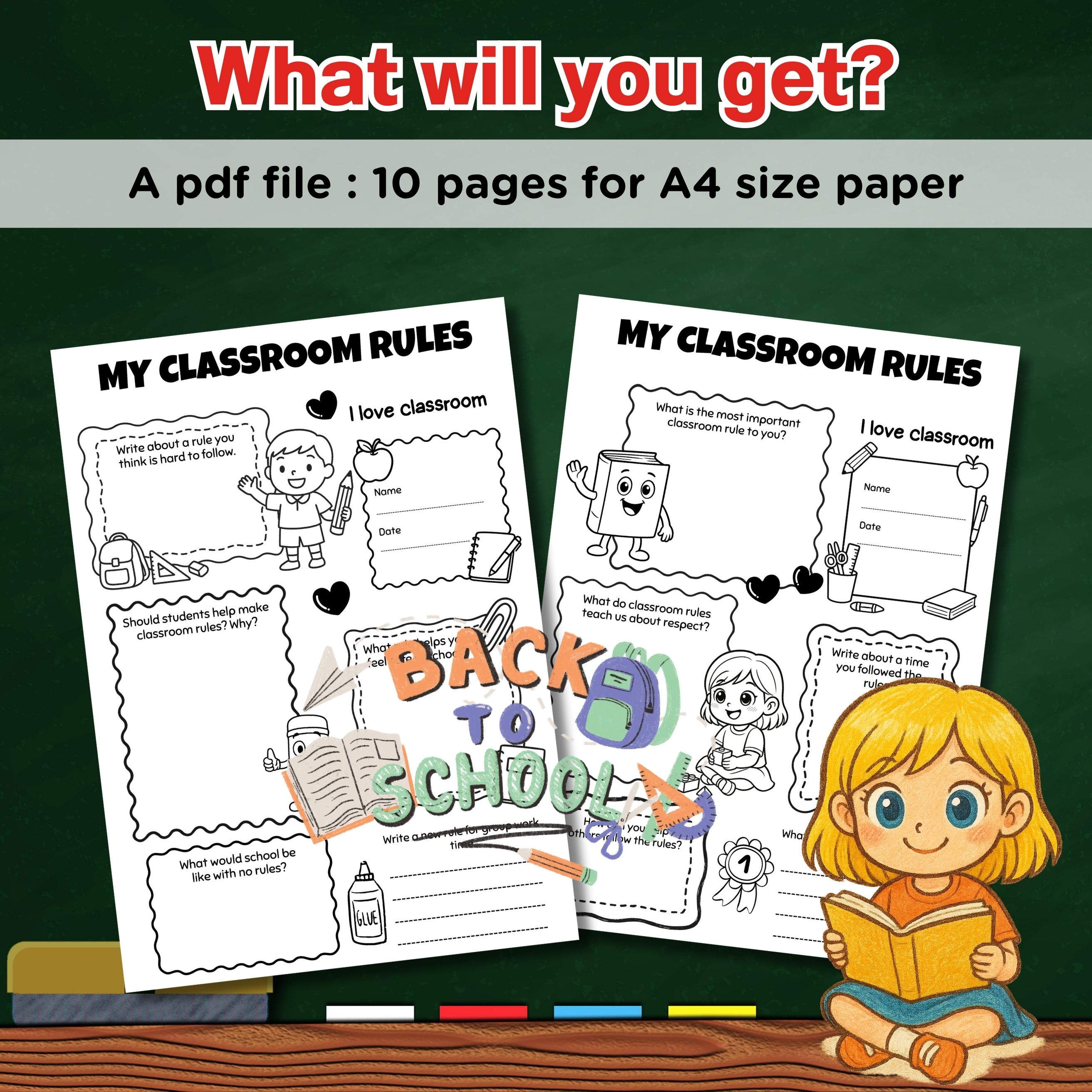 My Classroom Rules Writing Prompt Worksheet for Grades 2–5, Back to ...