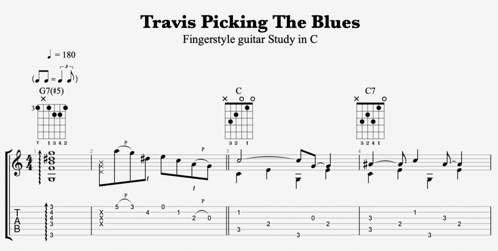 Travis Picking The Blues in C