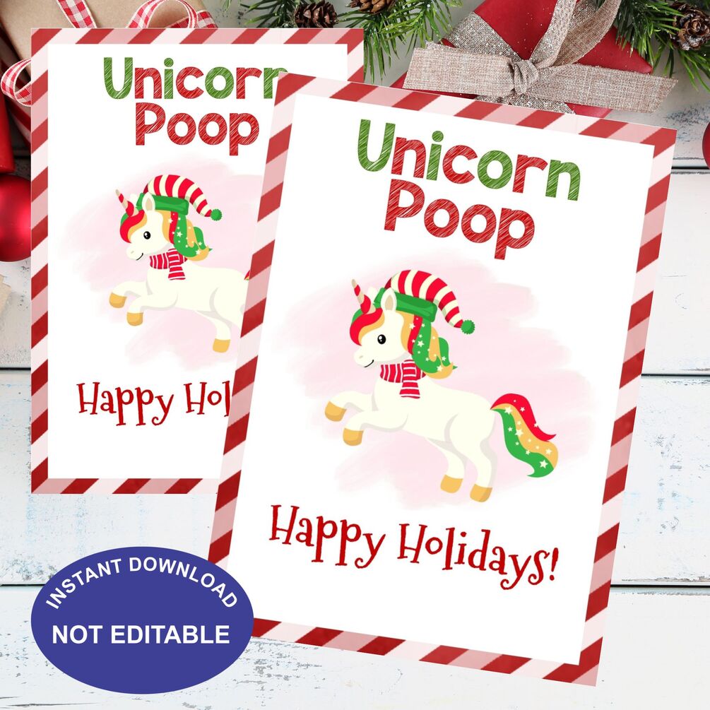 Christmas Unicorn Poop Tags | Kids Holiday Favor Tags for Treats ...