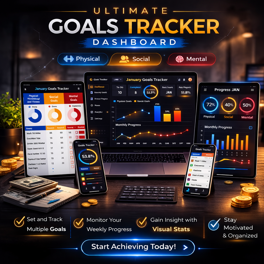 Ultimate Goals Tracker Dashboard | Yearly Monthly & Annual Goal Planner ...