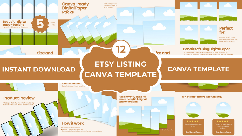 Digital Paper MOCKUP Etsy Listing Canva Template