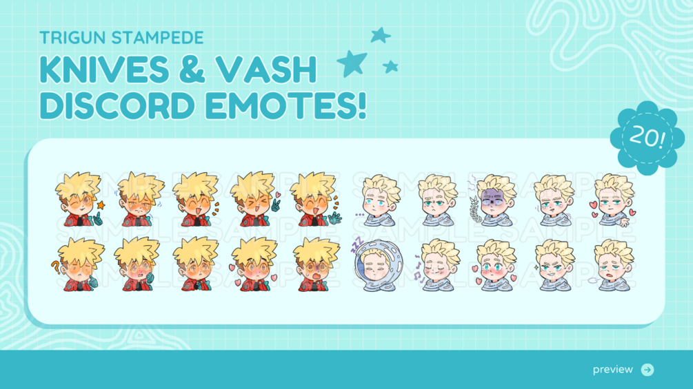Trigun Stampede Knives & Vash Discord Emote Pack