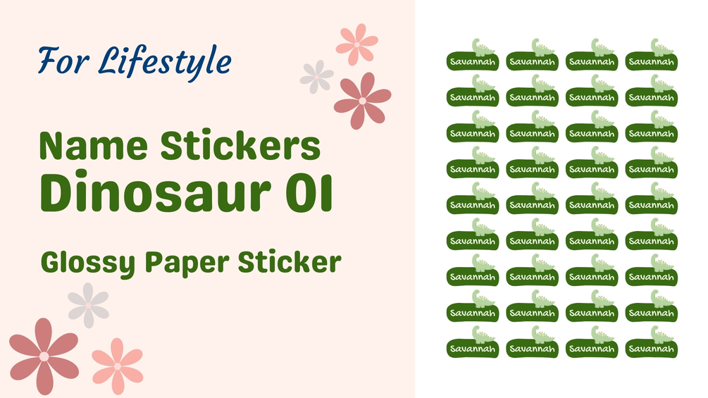 Custom Name Stickers - dinosaur 01 ( 36 Pcs)