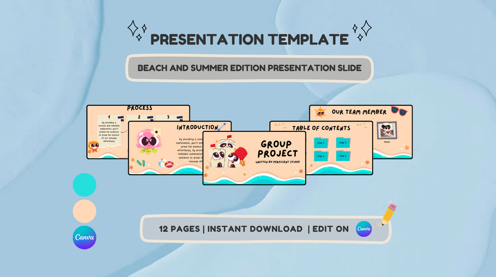 Summer & Beach Edition Presentation Canva Template | Presentation Canva ...
