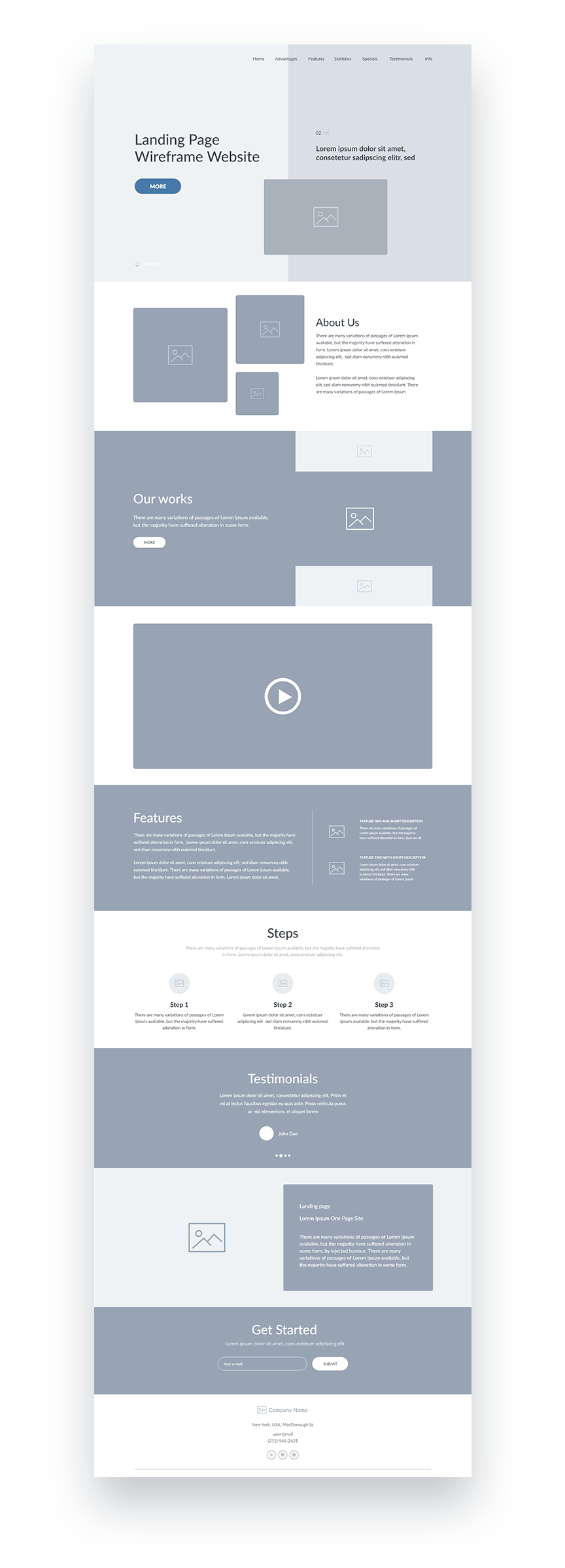 Landing Page Wireframe #45 (Light and Dark theme)