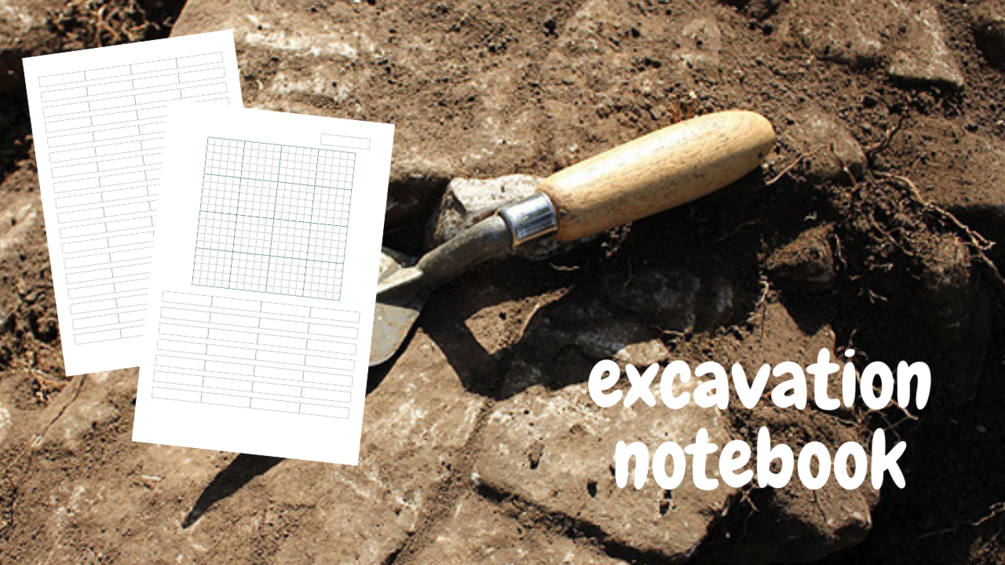 Excavation notebook interior for KDP low content book