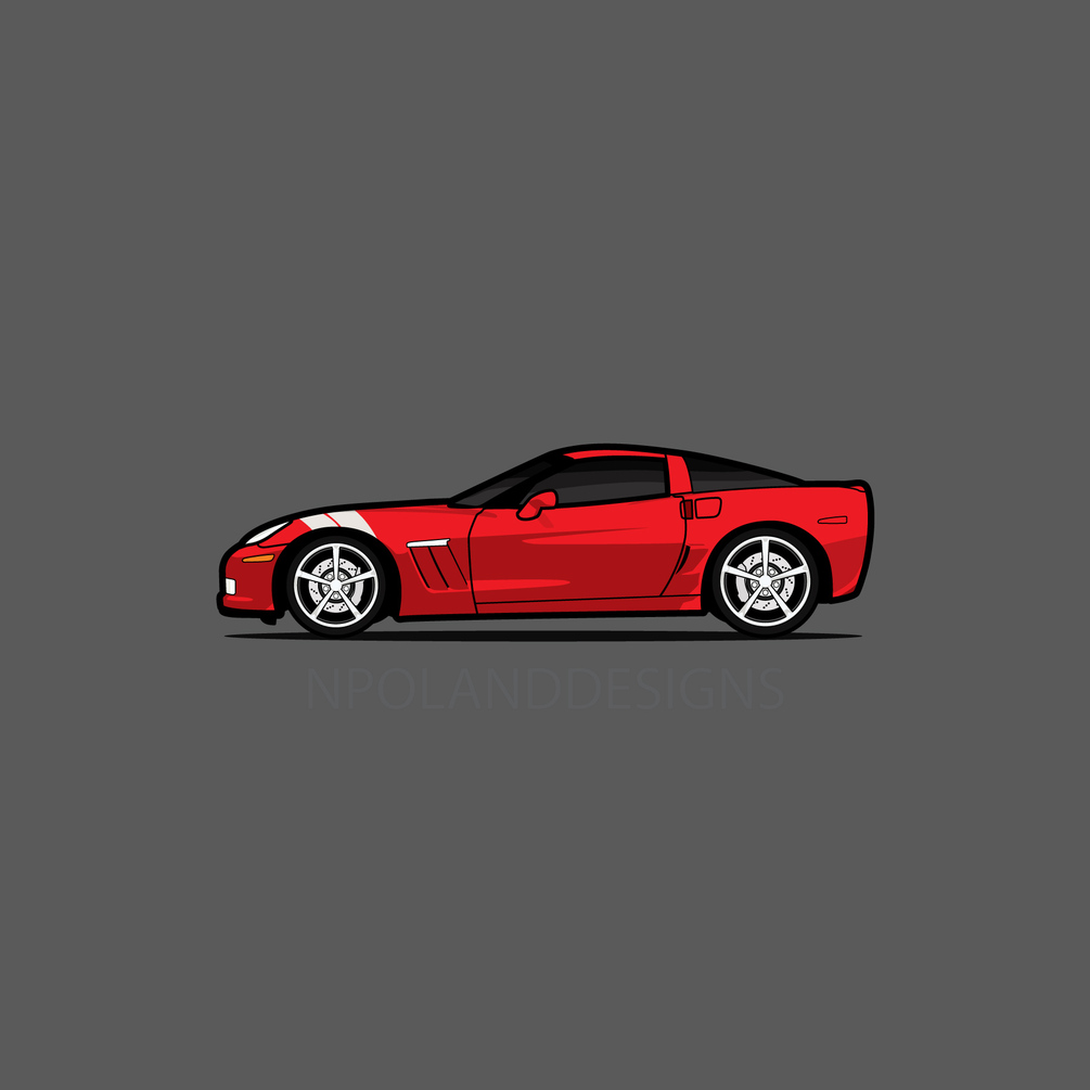 Red Corvette Grand Sport Vector Art - Digital Art - EPS Vector File ...