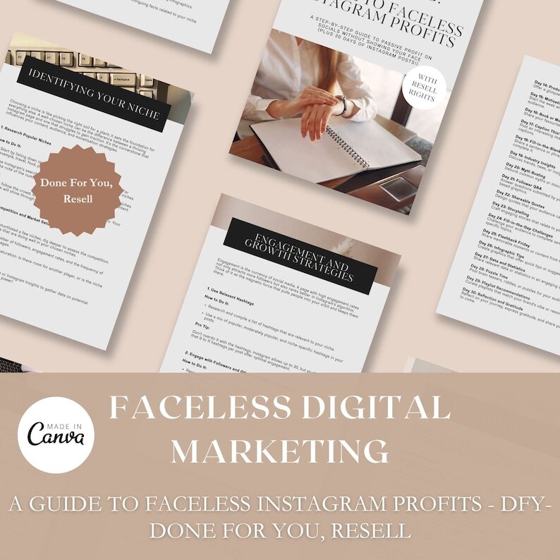 Faceless Digital Marketing - "A Guide to Faceless Instagram Profits"