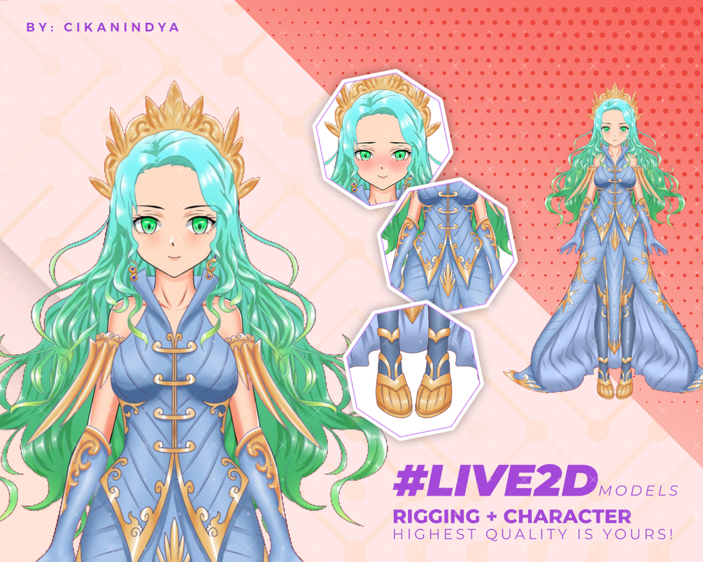 VTuber Model | Princess Tosca Hair Live2D Model for Streaming | 7 ...