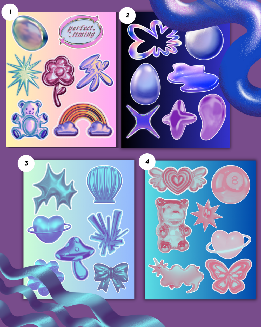 Printable Holographic Sticker Set