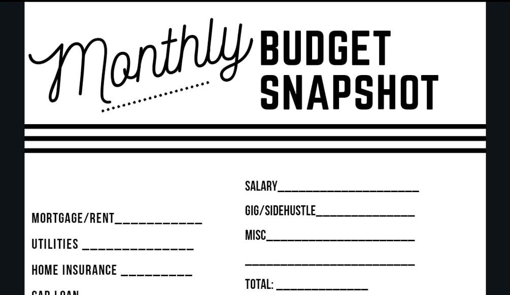 (Printable) Monthly Budget Snapshot