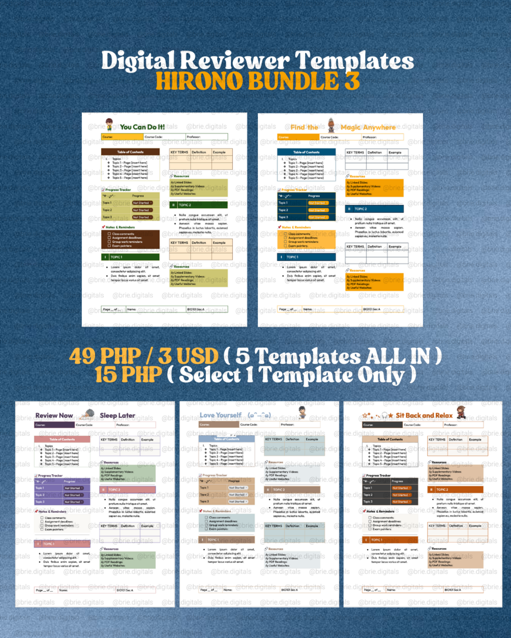 Digital Reviewer Template | Hirono | Bundle 3