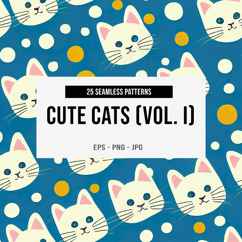 Seamless Cute Cat Patterns (Vol. I)