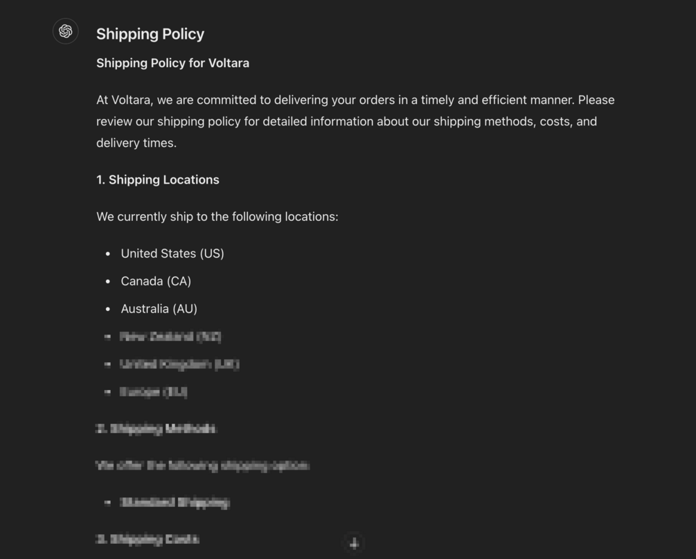 store policy generator. (prompt)