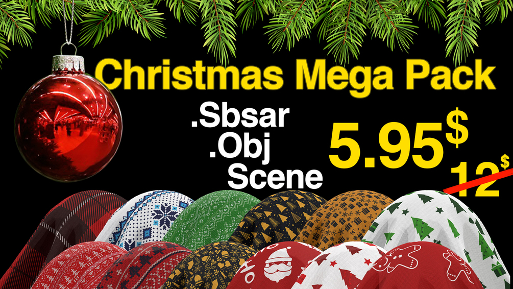 Christmas Mega Pack / Fabric Sbsar 24 /Pine Model / Marmoset Scene ...