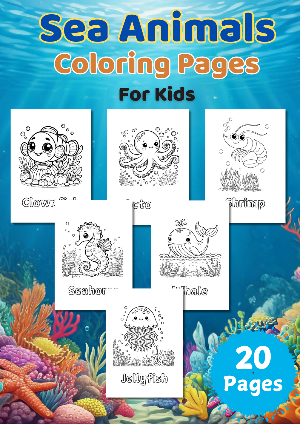 Coloring Pages For Kids: Sea Animals