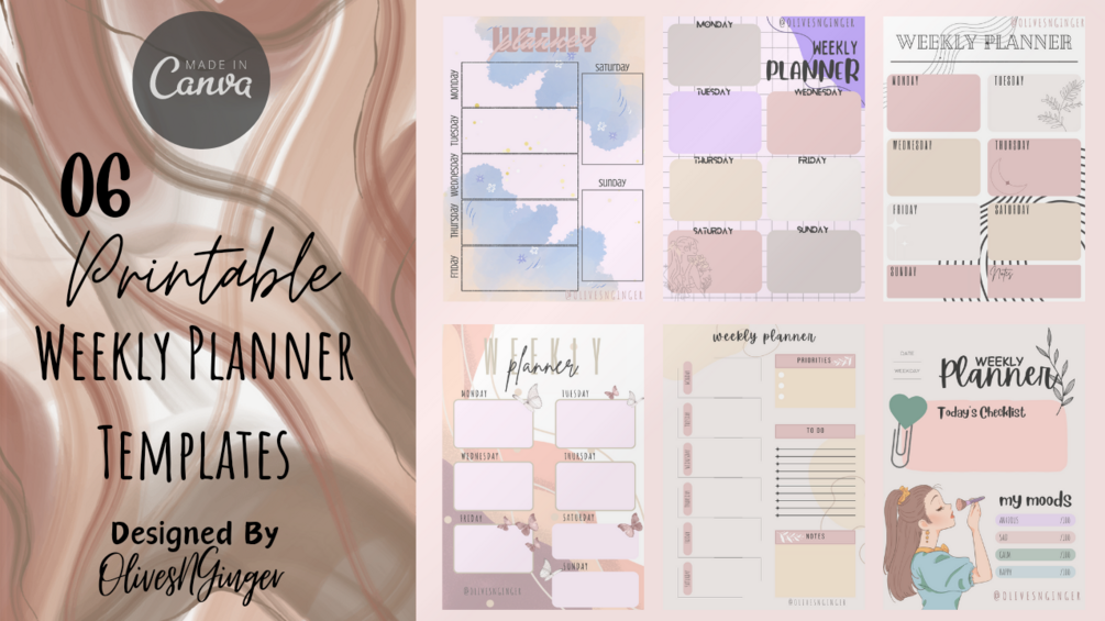Printable Weekly Planner Template Bundle