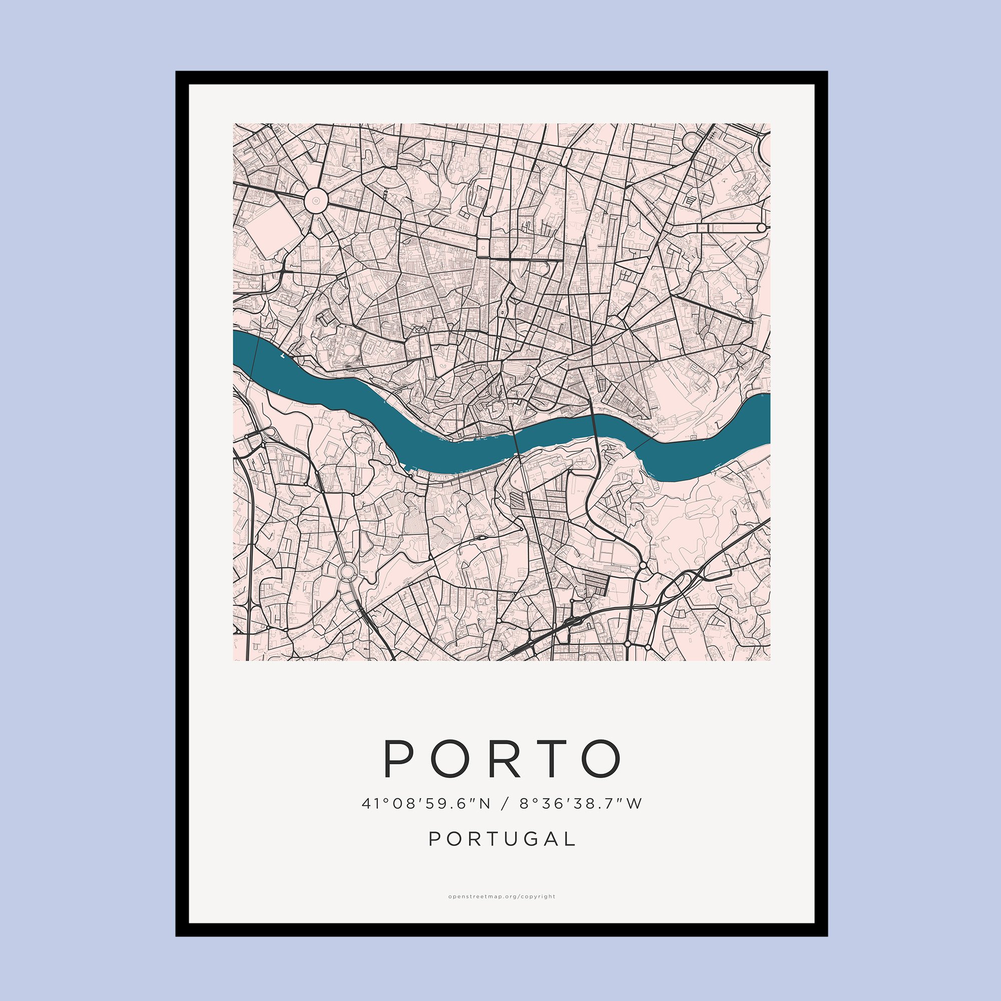Minimalist Line Map: Porto
