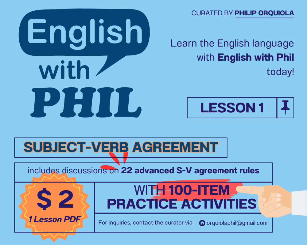 22 Advanced SUBJECT-VERB AGREEMENT Rules with 100-ITEM Practice Activities