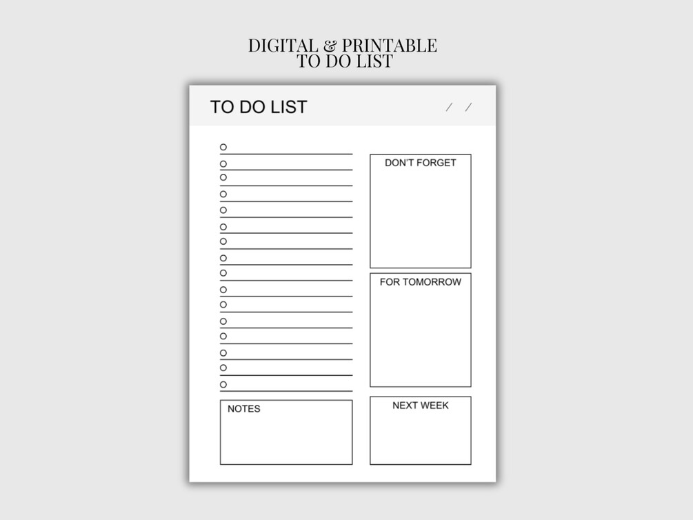 Clean Minimalist To Do List | daily, weekly organization and ...