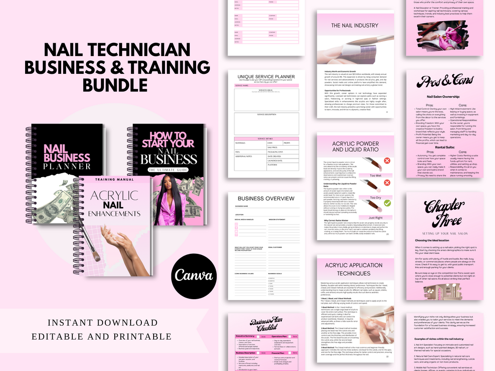 Nail Technician Business & Training Bundle Step by Step Guide, Nail ...