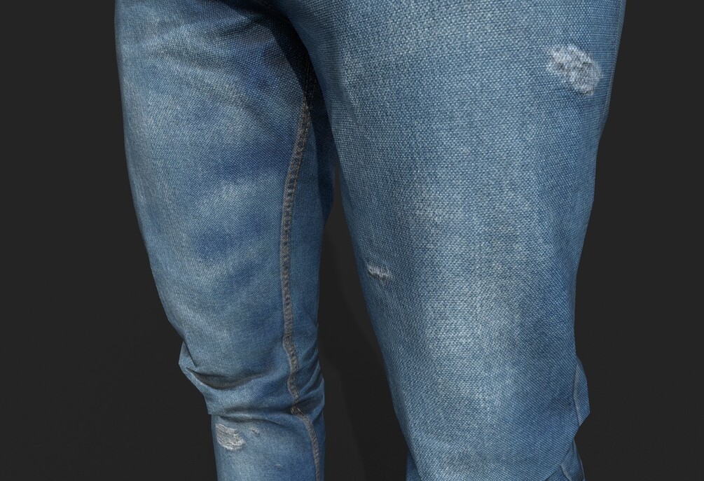 Blue Jeans, ripped - game ready mesh / 4K textures