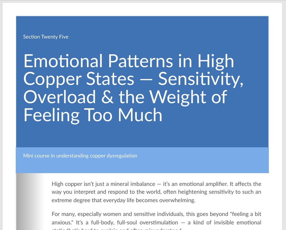 Understanding Copper Dysregulation - Mini Course - Balance your health for $2 - Section Twenty ...