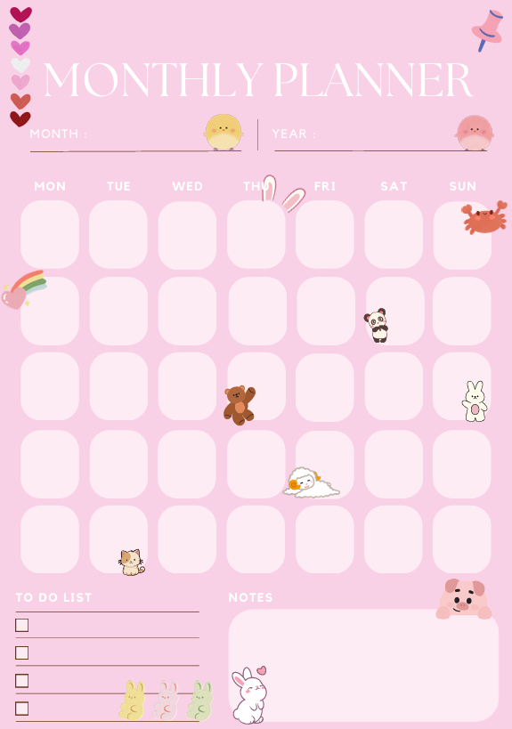 Pink Aesthetic Daily Planner