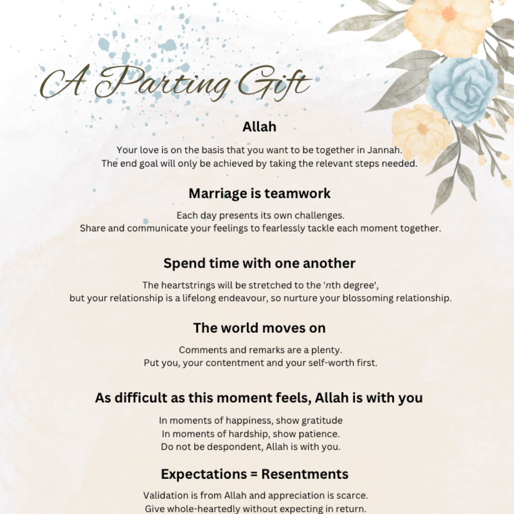 A Parting Gift - Advice to the Newly Wed