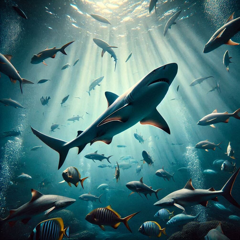 Majestic Shadows: The Underwater Dance of Sharks 🦈