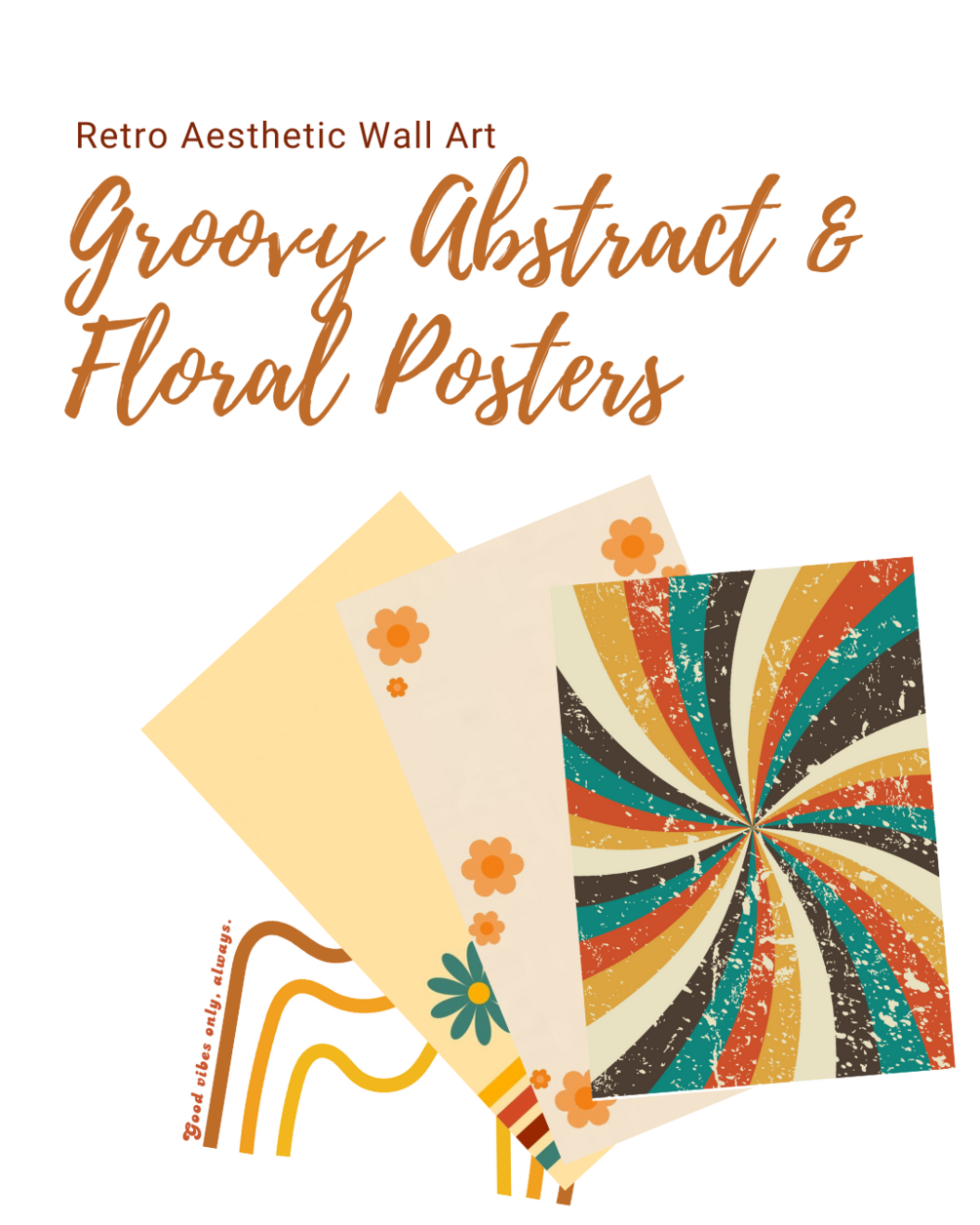 🌼 Retro Aesthetic Wall Art - Vintage 70s Digital Prints Groovy Abstract ...