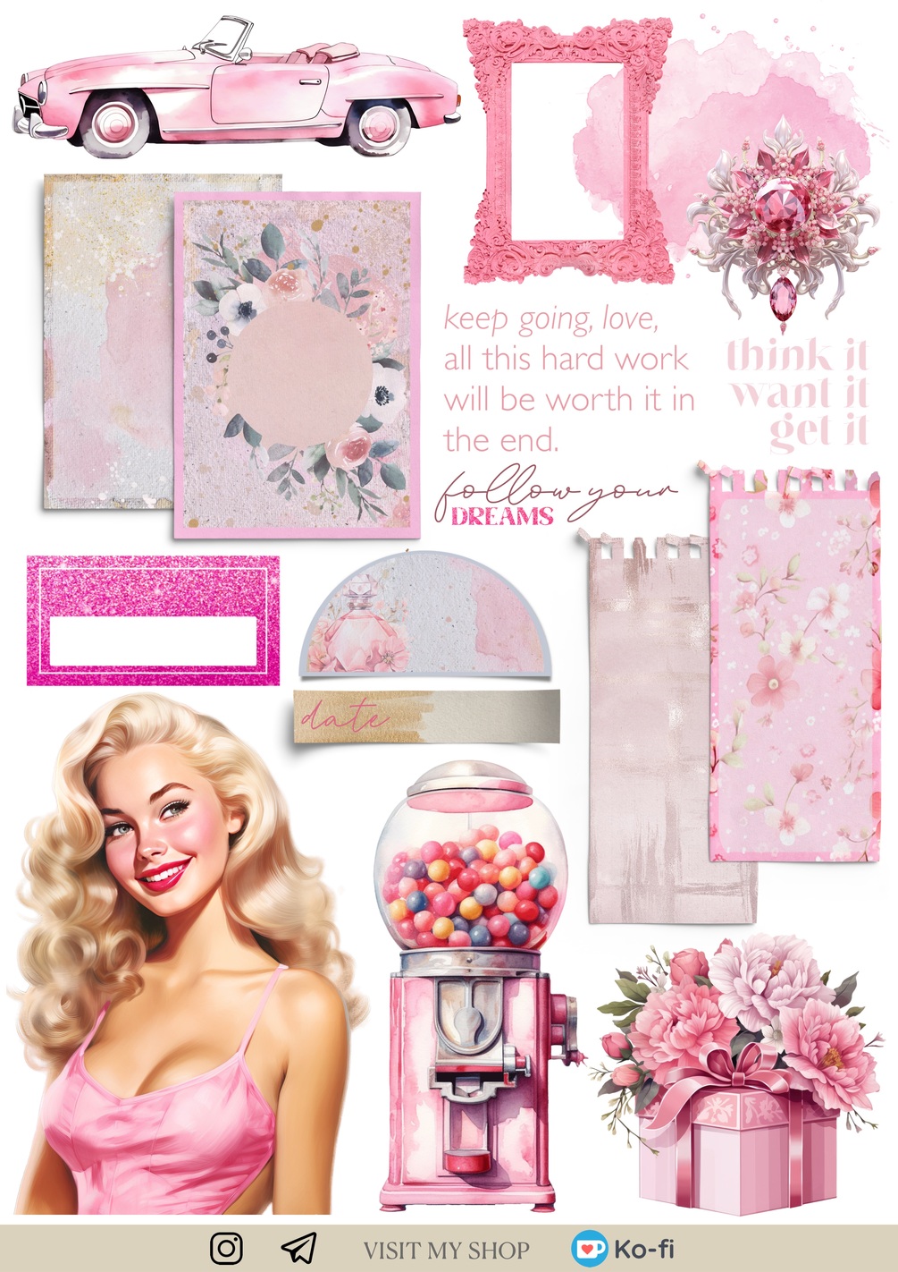 Pink Dolls GoodNotes stickers